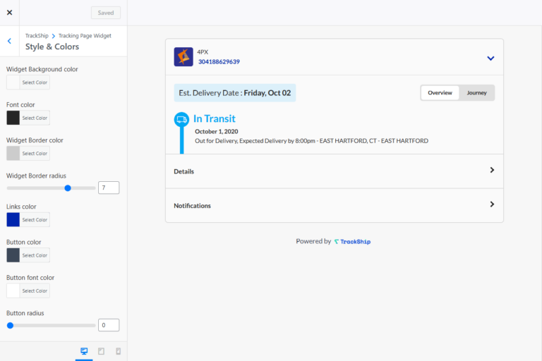 Tracking Page - TrackShip Docs