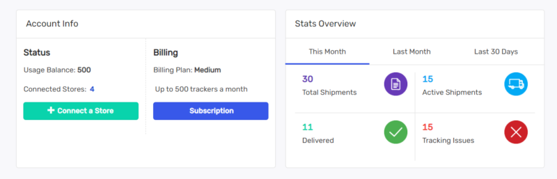 Dashboard - TrackShip Docs