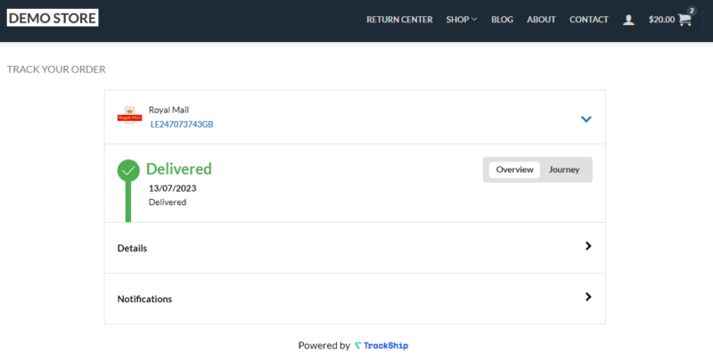 Tracking Page - TrackShip Docs