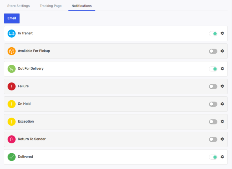 Email notifications - TrackShip Docs